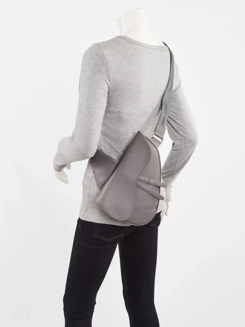 Dior | Bags | Christian Dior Grey Pebbled Leather Saddle Bag | Poshmark